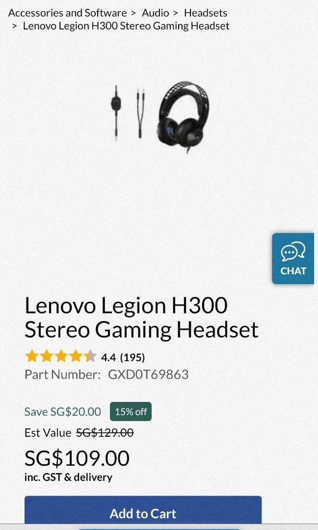Lenovo Legion H300 Stereo Gaming Headset, Audio, Headphones & Headsets ...