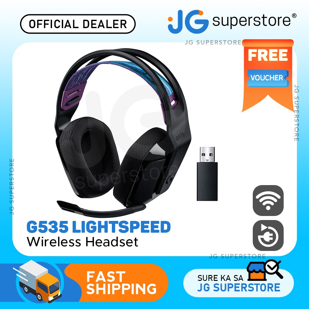 Logitech G535 LIGHTSPEED Wireless Gaming Headset with USB Receiver, On ...