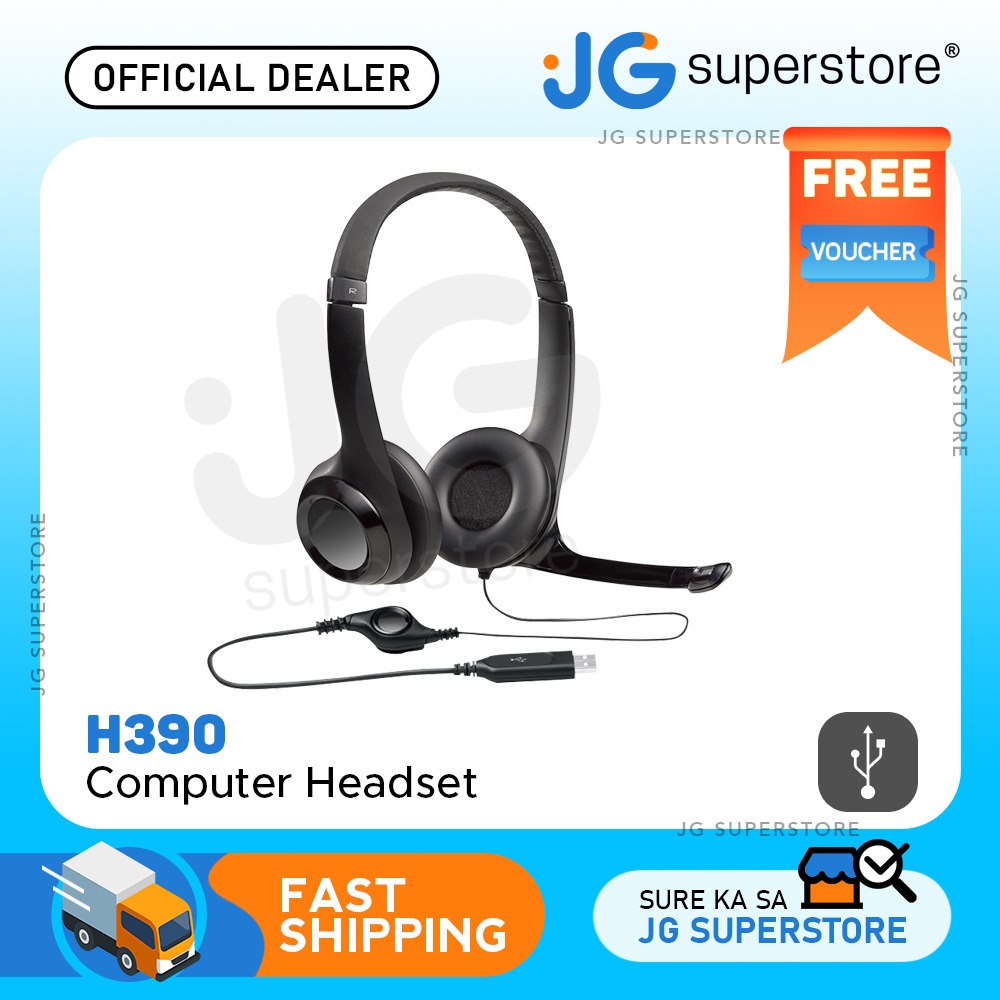 Logitech H390 USB Computer Headset with Noise-Cancelling Mic Enhanced Digital Sound In-Line ...