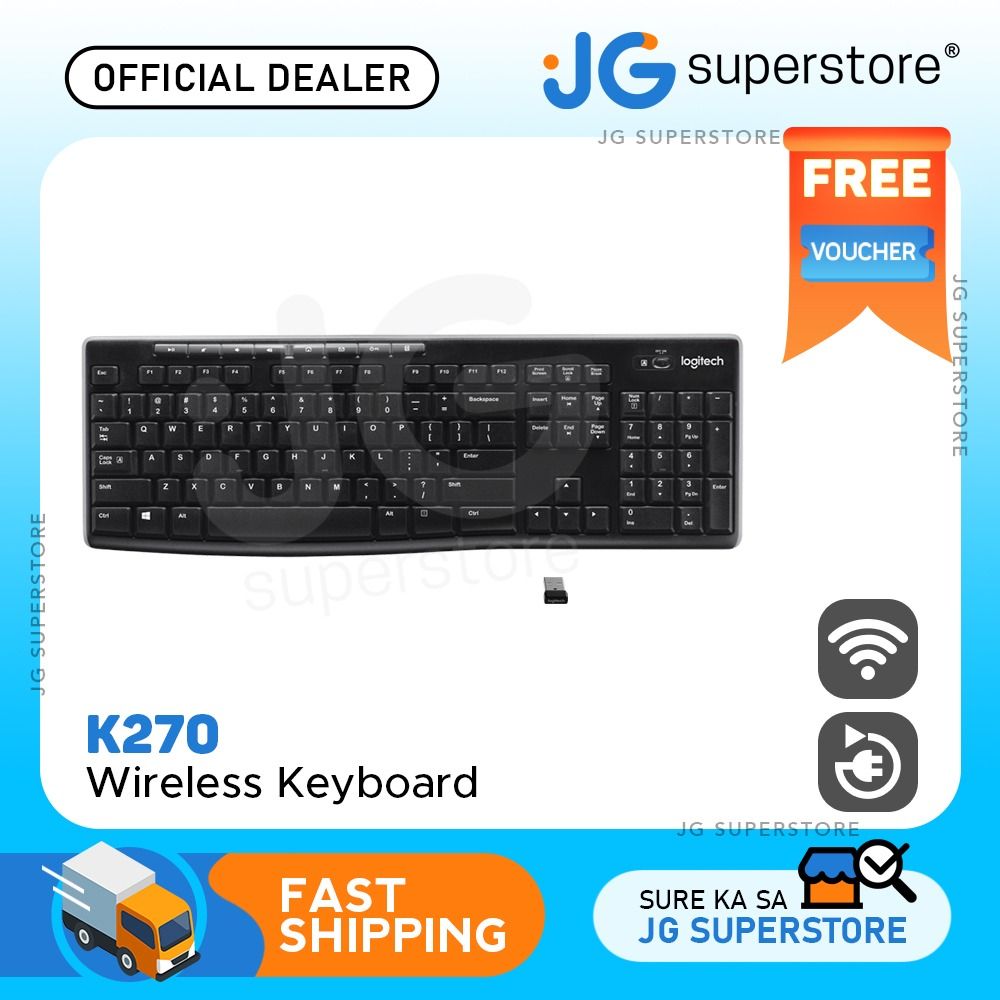 Logitech K270 Plug and Play 2.4GHz Wireless Full Size Keyboard with 10m ...