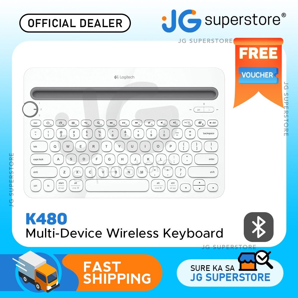 Logitech K480 Multi-Device Bluetooth Keyboard with 5M Keystrokes, Hotkeys, and Up to 10m ...