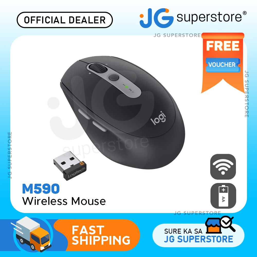 Logitech M590 Silent Wireless Bluetooth Mouse with 1000 DPI, Multi-Device Workflow Support, and ...
