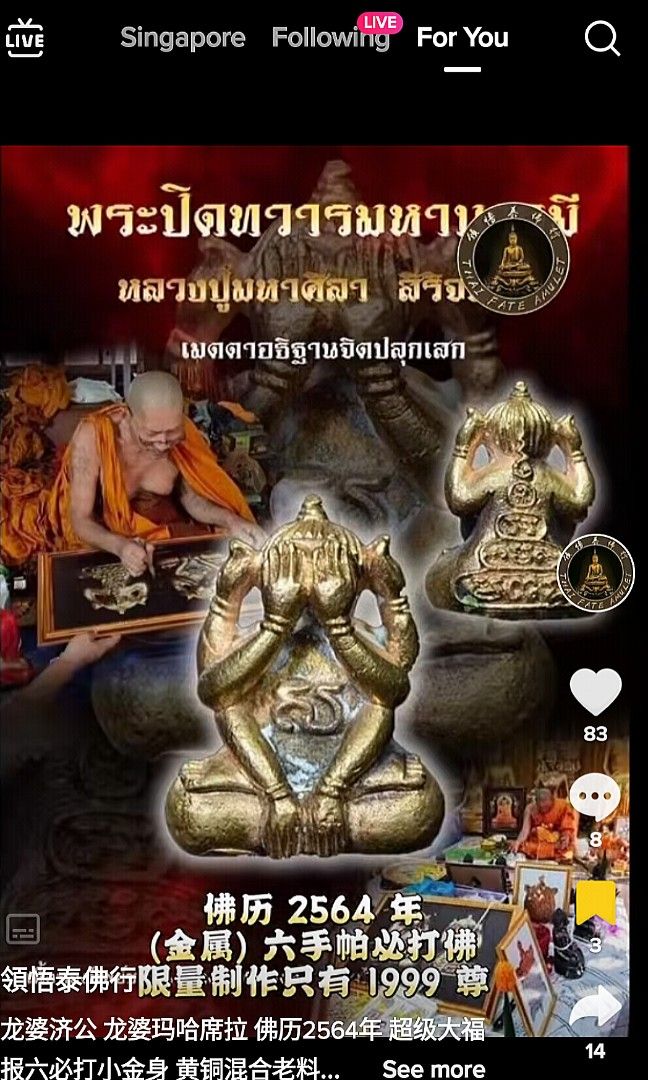 LP Maha Sila 6 Hand Phra Pidta Maha Baramee Ner ThongTip ChanNuan Luang ...
