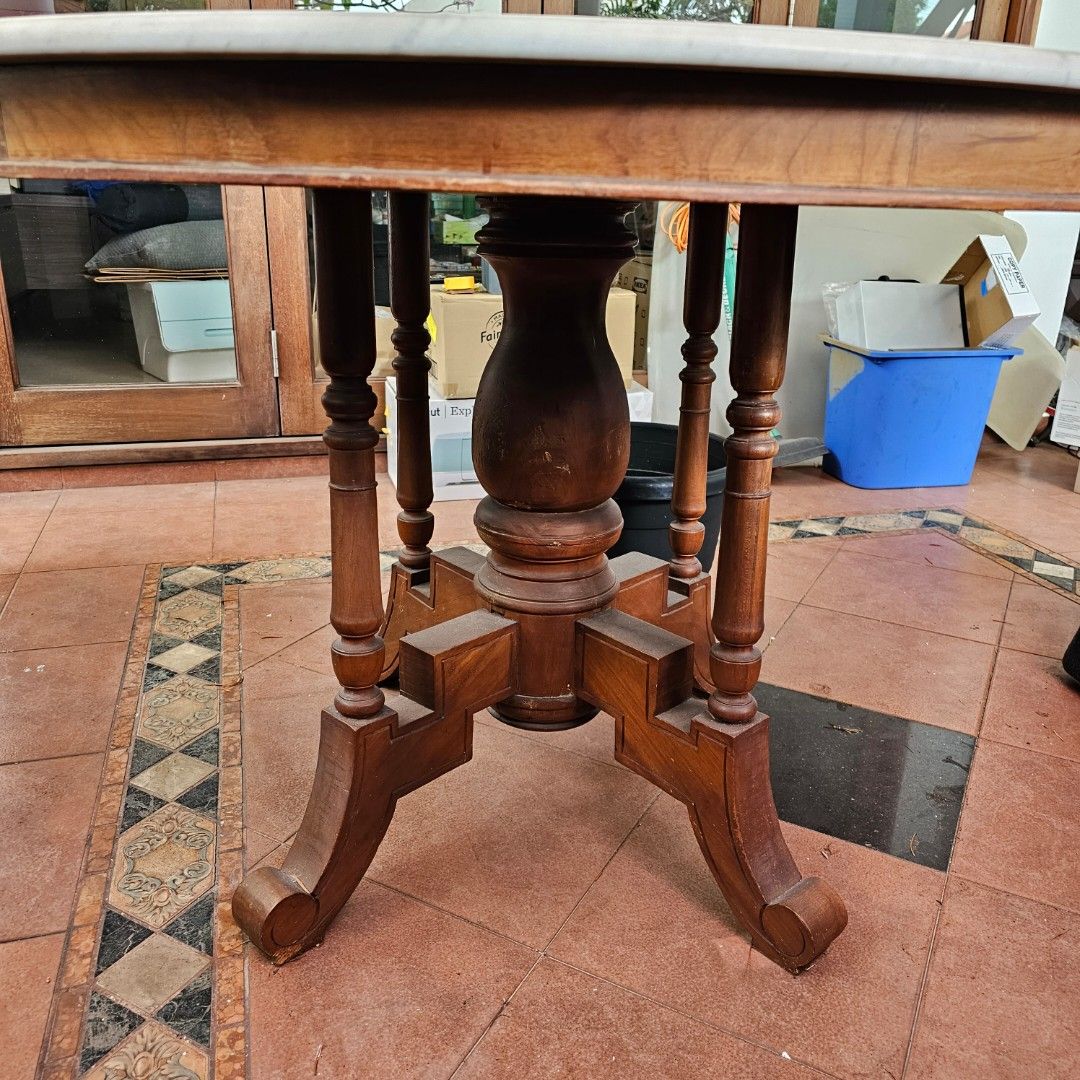 Marble top kopitiam table, Furniture & Home Living, Furniture, Tables ...