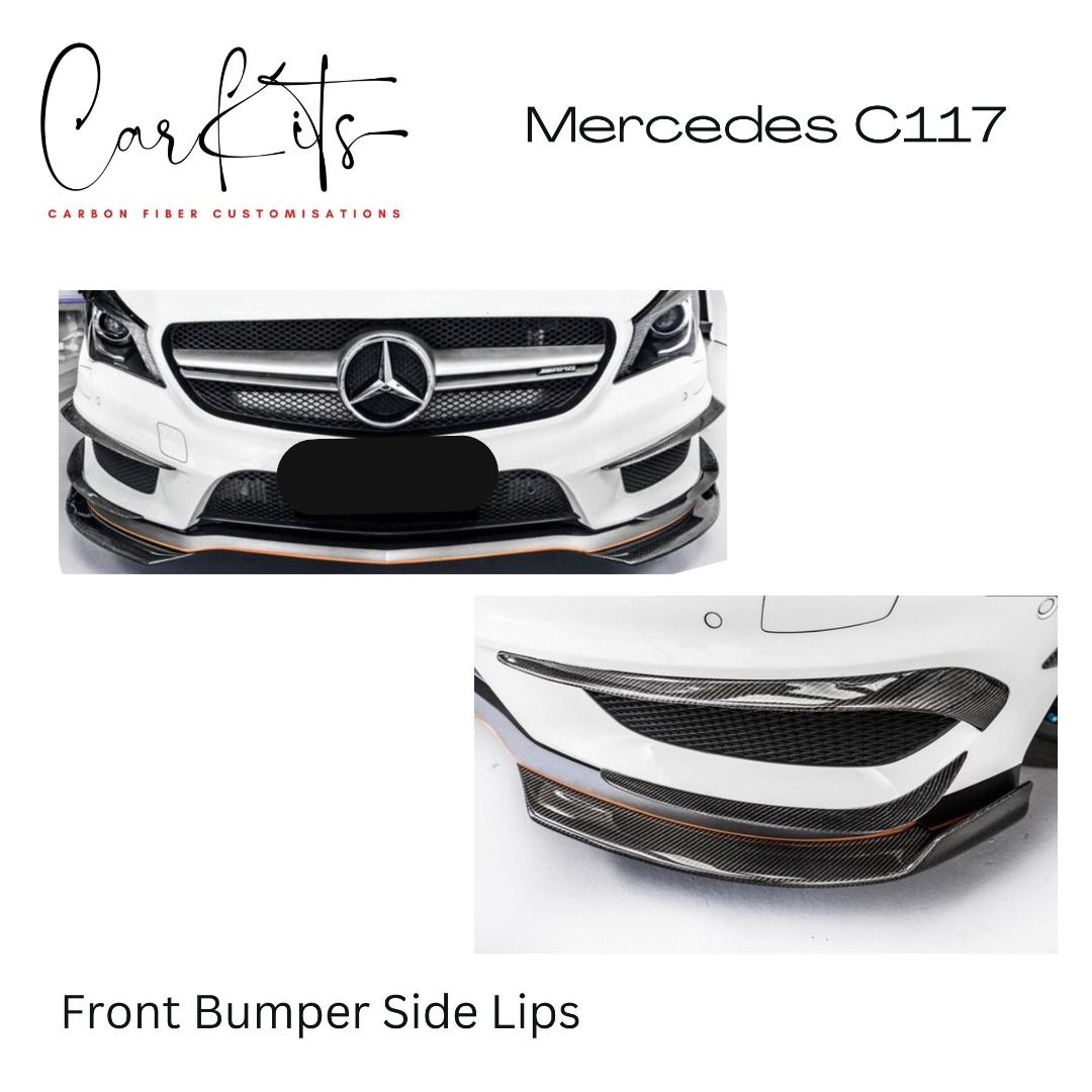 Mercedes Benz C117 AMG Line Front Bumper Side Lips / Diffuser Carbon ...
