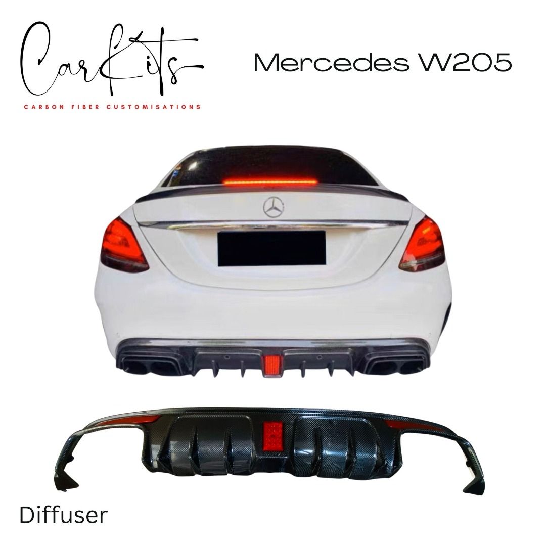 Mercedes Benz W205 AMG Line Diffuser with Exhaust / Carnards / Front ...