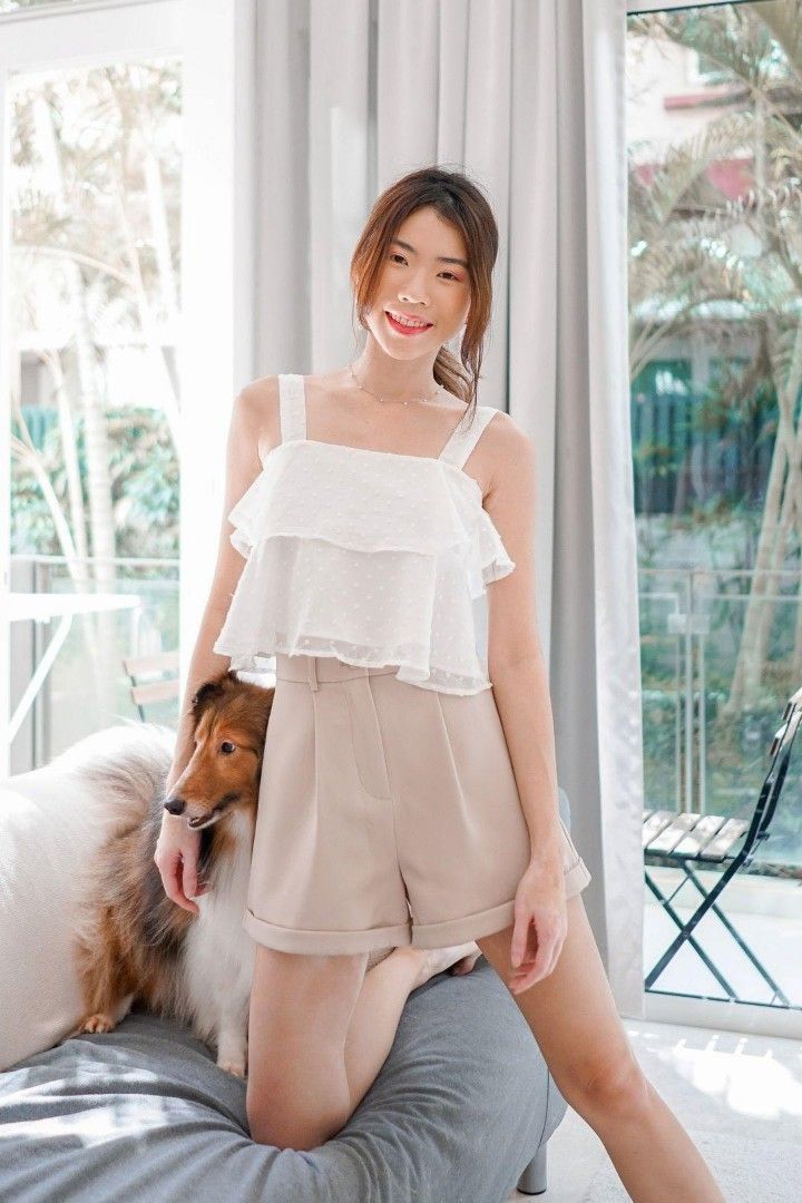 Mikayla Penny Swiss Dot Top in White, Women's Fashion, Tops, Other Tops ...
