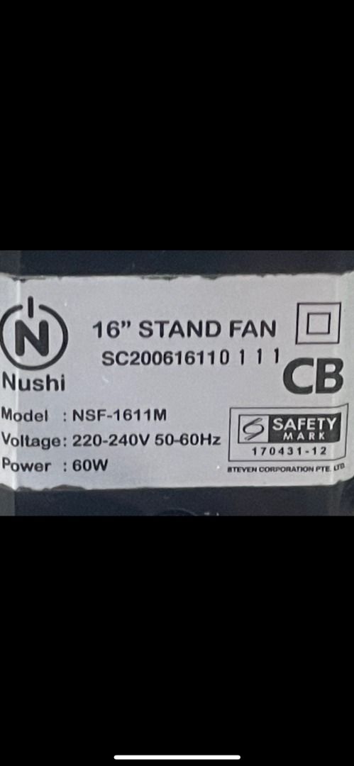 Nushi 16" Electric Stand Fan With Timer., Furniture & Home Living ...
