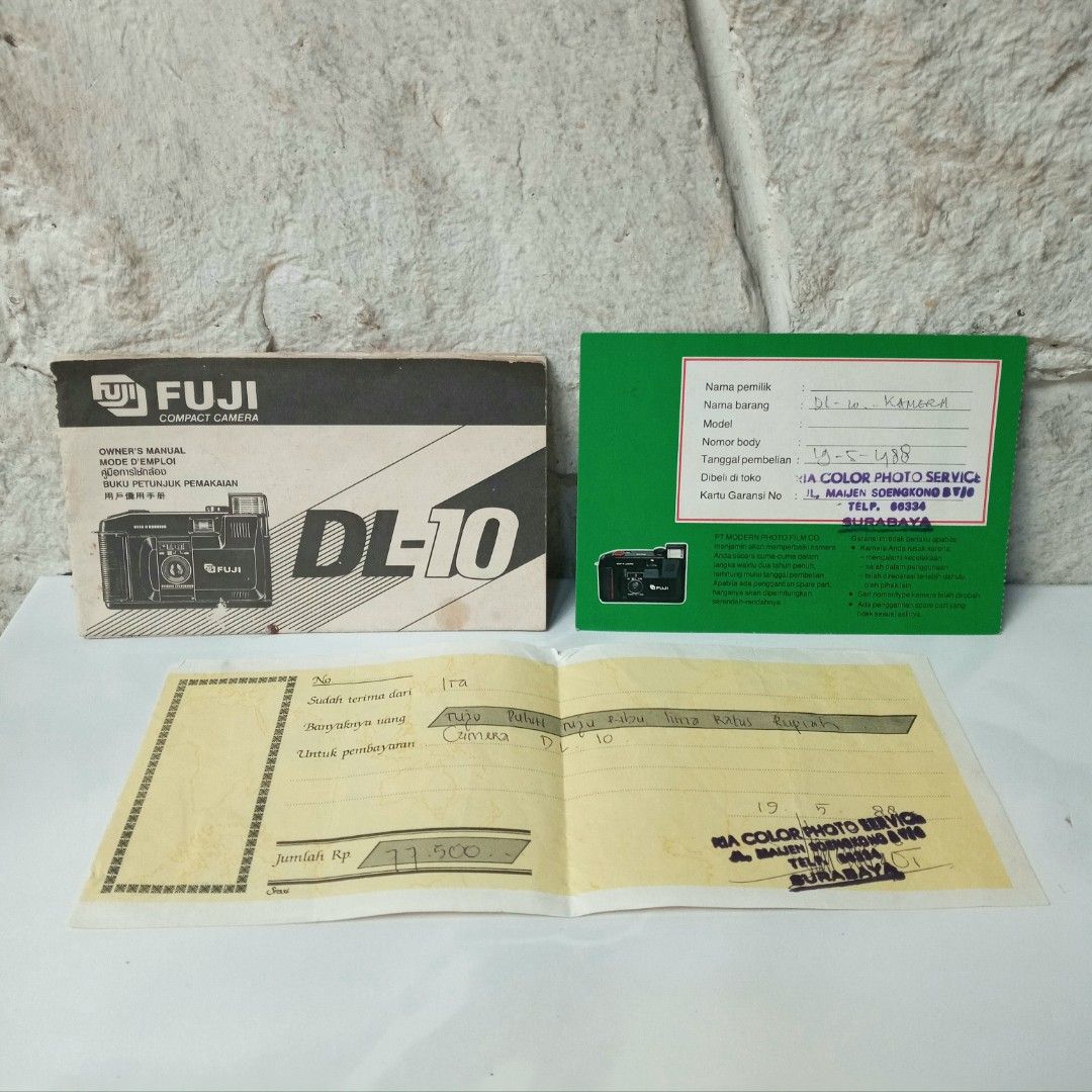 Panduan Manual, Kwitansi & Kartu Garansi Th 88 Kamera Fuji DL-10, Antik, Lainnya di Carousell