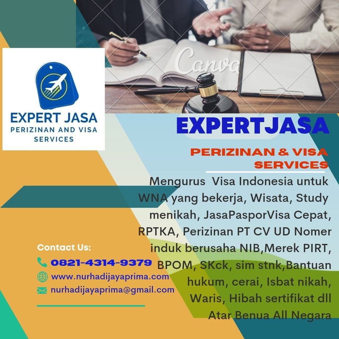 Perizinan urus pt cv ud pirt halal bpom paspor cepat visa cepat urus waris hibah gono gini ...