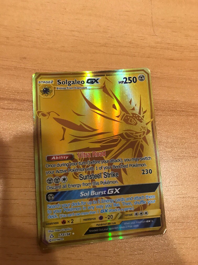 Pokemon card Solgaleo GX, Hobbies & Toys, Toys & Games on Carousell