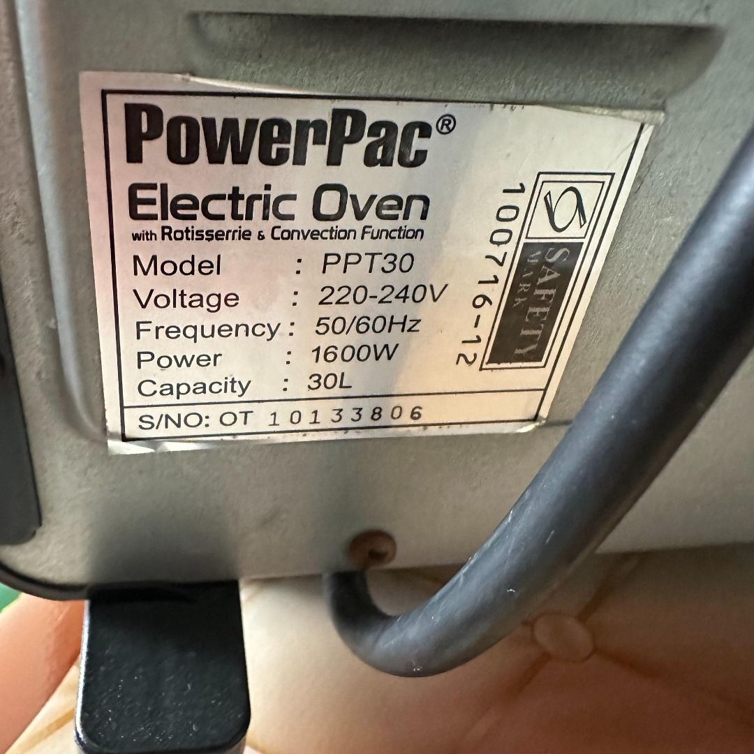 PowerPac Electric Oven 30L with baking tray & wire mesh (PPT30) - Cook ...