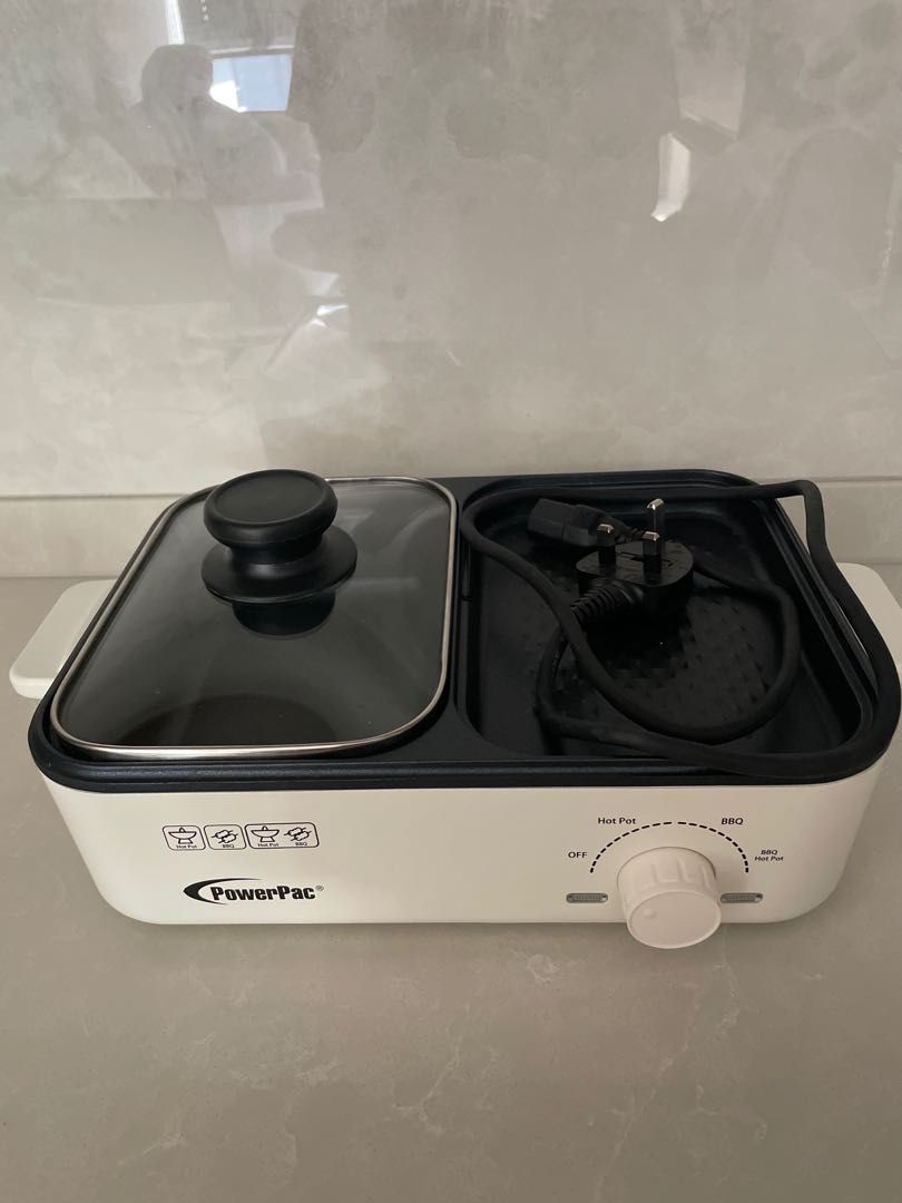 PowerPac Steamboat cooker with BBQ Grill 2 in 1 Multi Cooker Non-stick ...