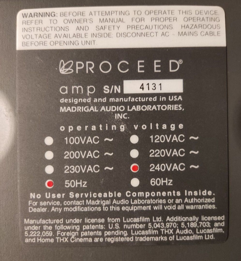 Proceed Amp2 power amplifier. Mark Levinson, Audio, Soundbars, Speakers ...