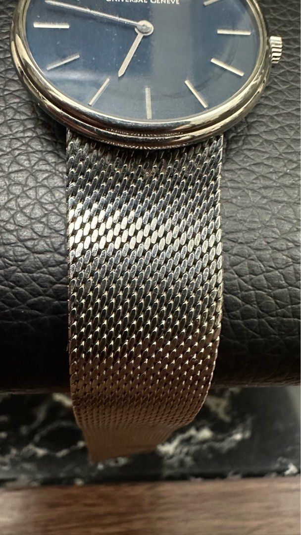 Rare Universal Geneve White Shadow Blue Sunburst Dress Watch, Men's ...