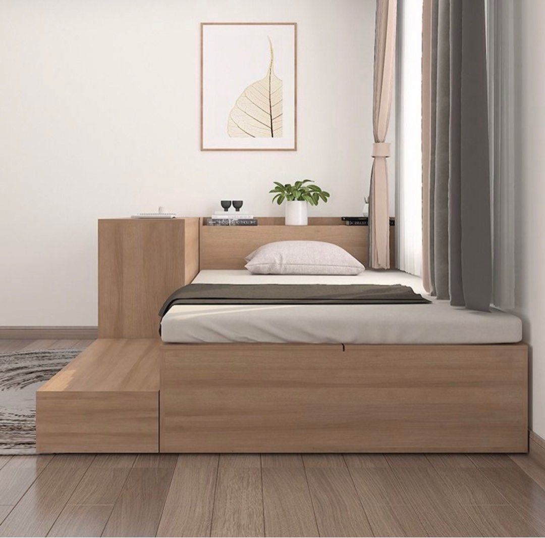RIVERA Modern Storage Bed & Study Table, Furniture & Home Living ...