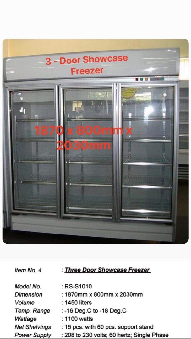 Ruey Shing 3 Door Showcase Freezer, TV & Home Appliances, Kitchen ...