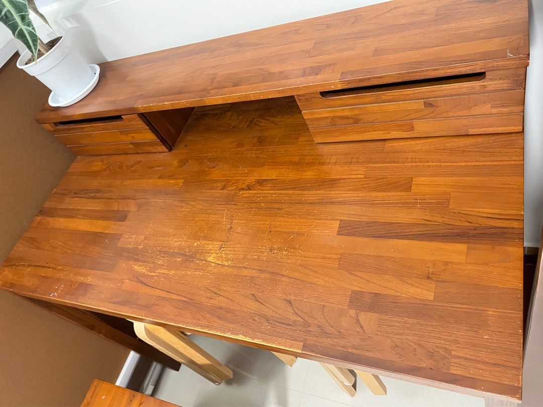 Scanteak solid teak wood 110cm study work computer table fesk ...