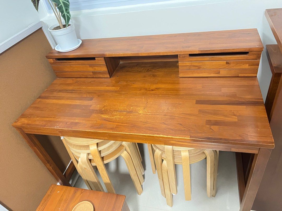Scanteak solid teak wood 110cm study work computer table fesk ...