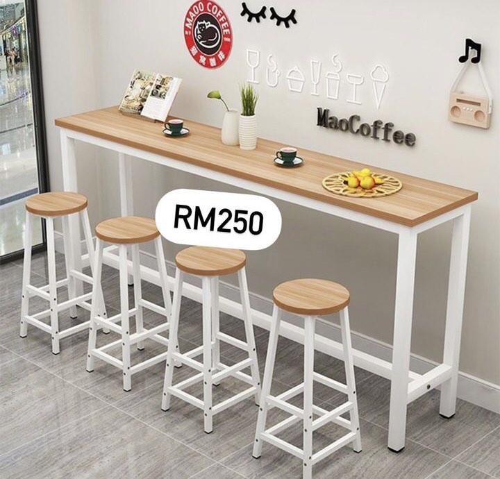 Solid Wood Bar Long Table Simple Tall Wooden Desk Island Dining ...