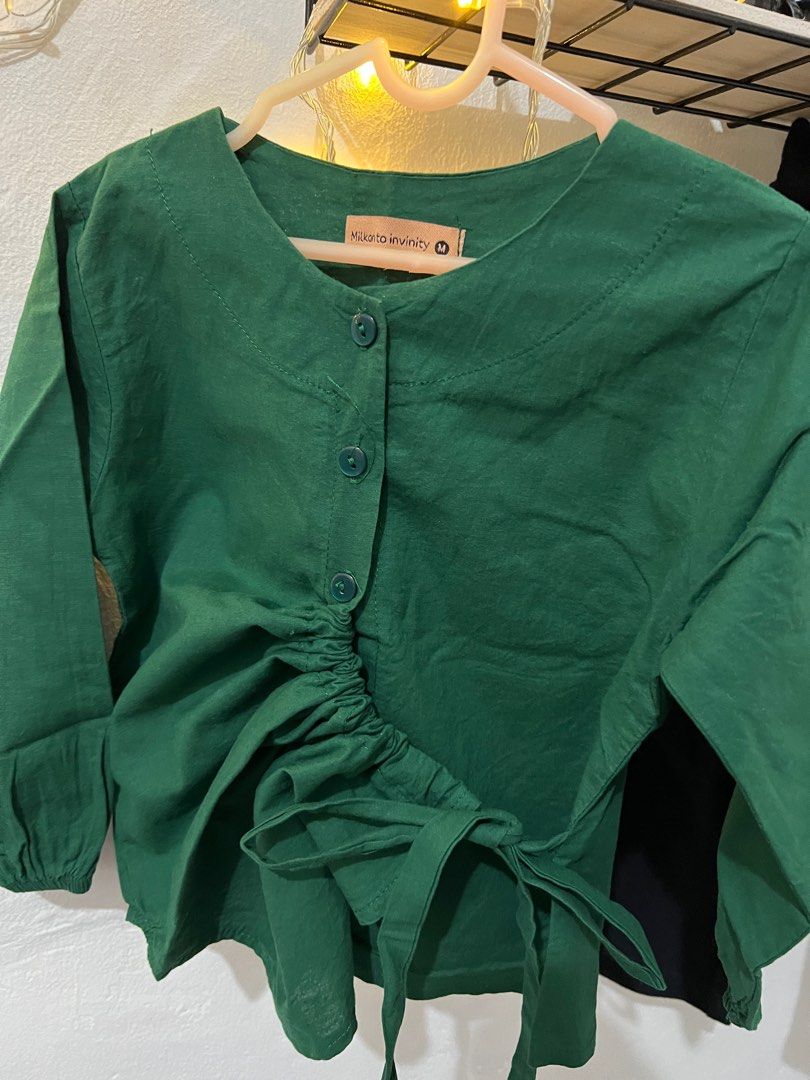 TAKEALL SETELAN Kemeja Hijau botol serut Anak cewe, Bayi & Anak, Baju ...