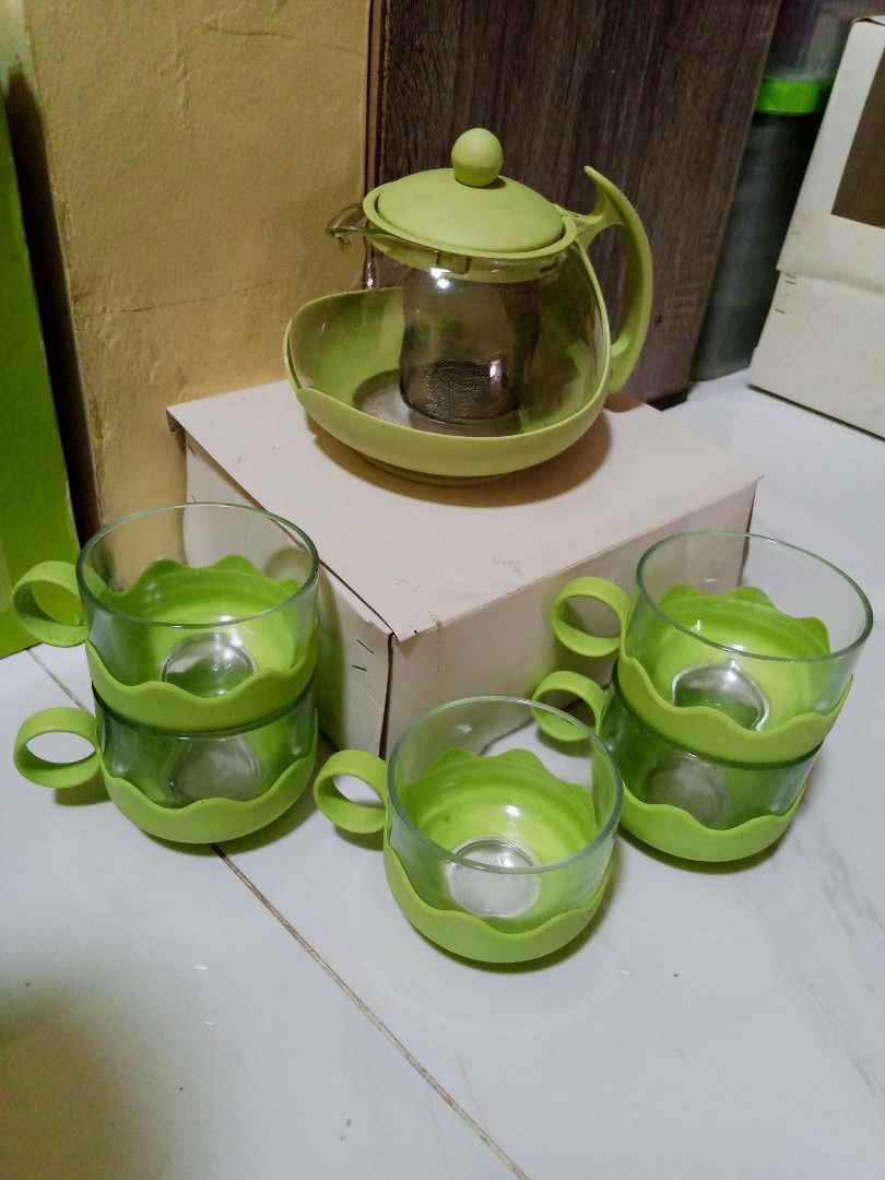 Tea Set (Hijau), Kitchen & Appliances di Carousell