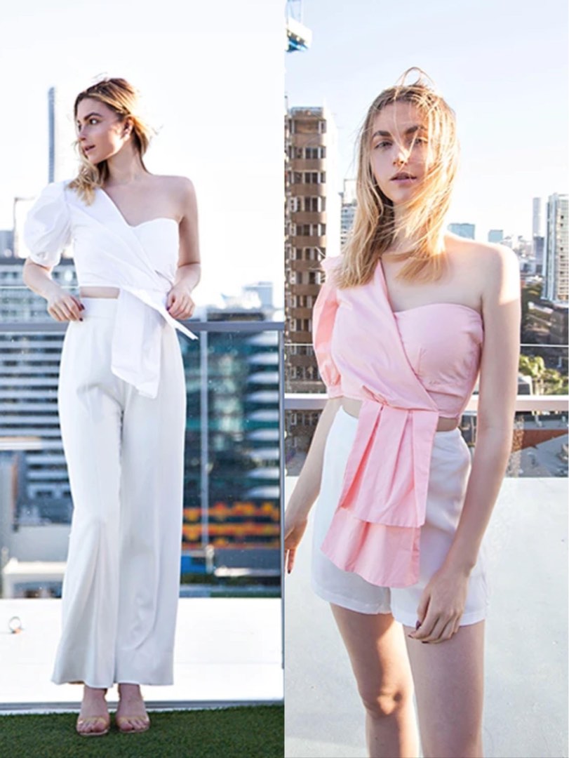 Theory Of Seven Rachel Asymmetrical Sonya Off Shoulder Toga Blush Top ...