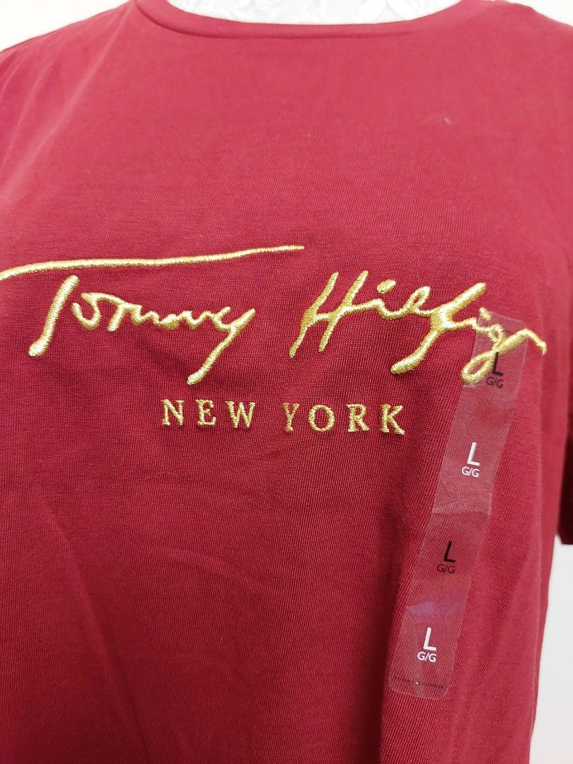 Tommy hilfiger large cursive shirt red on Carousell