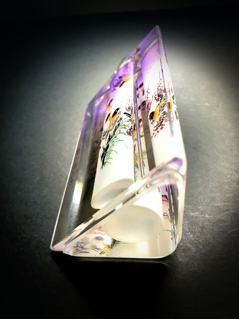 Trigular prism crystal inner wall painting snuff bottle display art ...