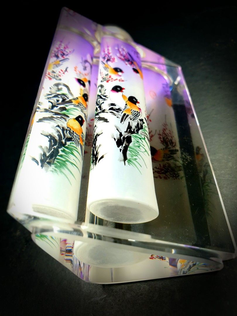 Trigular prism crystal inner wall painting snuff bottle display art ...