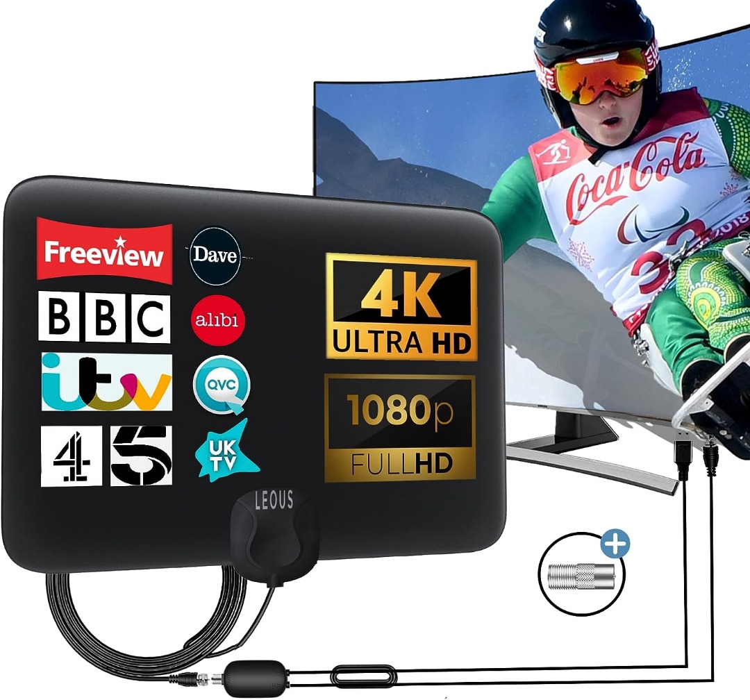 TV Aerial Indoor,200+ Miles Digital HDTV Freeview with Amplified Signal ...