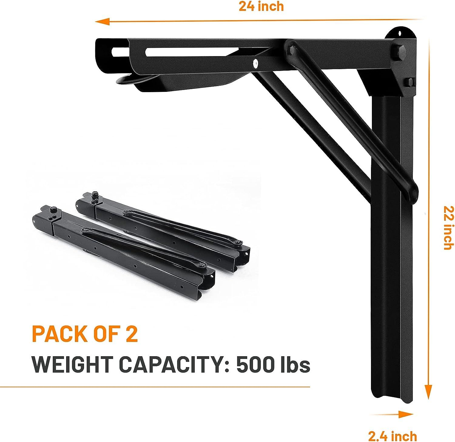 Wallmaster 24inch Folding Shelf Brackets Garage Heavy Duty Steel Max ...