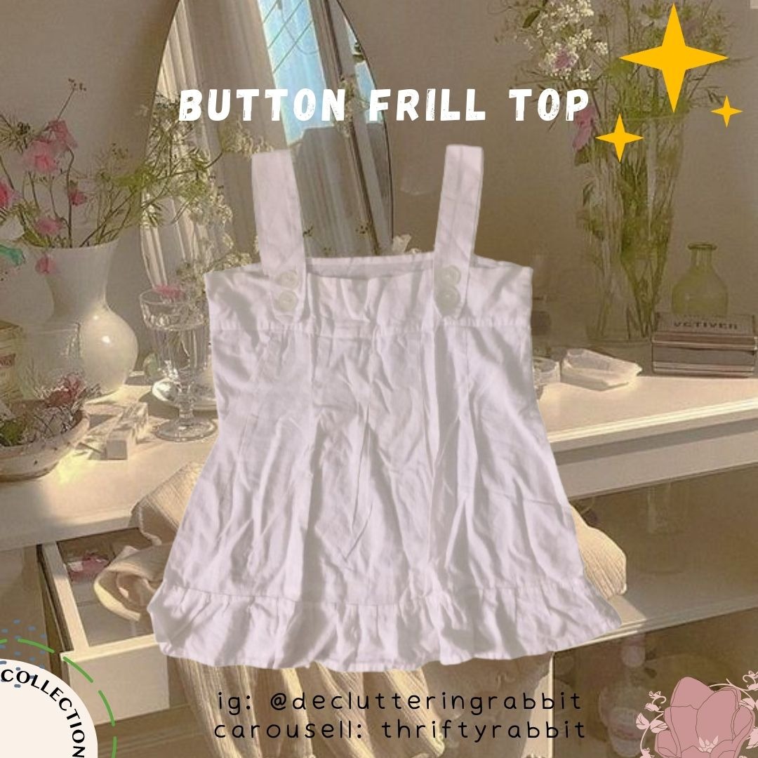 White button frill top on Carousell