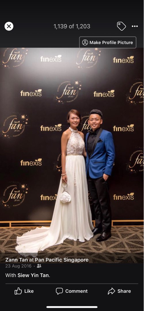 White Lace evening dress with long tail, Women's Fashion, Dresses & Sets, Evening dresses ...