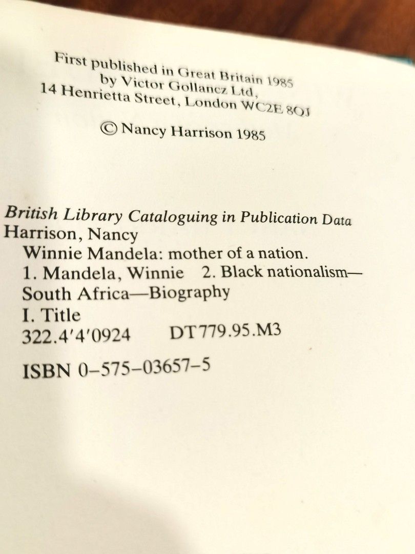 Winnie Mandela Mother of A Nation Book By Nancy Harrison, Hobbies ...