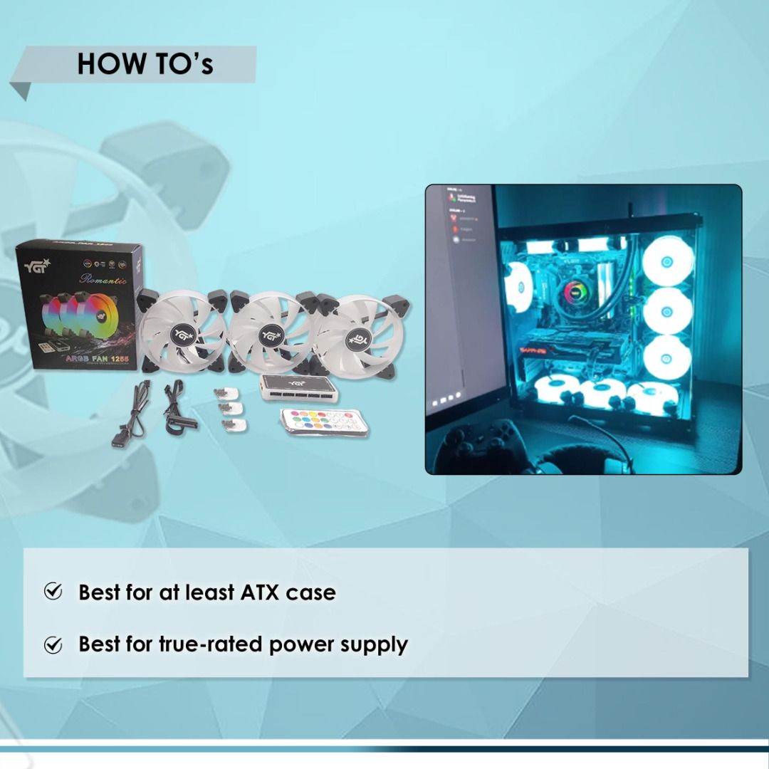 YGT ROMANTIC ARGB FAN 1255, 6-PIN 3-IN-ONE FAN with REMOTE CONTROLLER ...