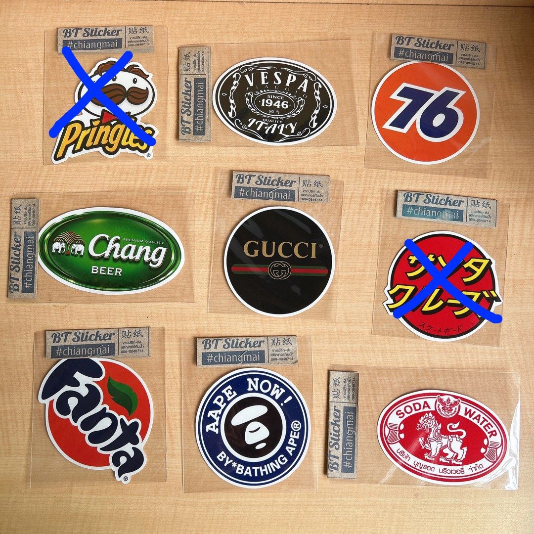 貼紙 行李箱 滑板貼紙 Aape Pringles Gucci Chang Fanta Vespa stickers , 興趣及遊戲, 收藏品 ...