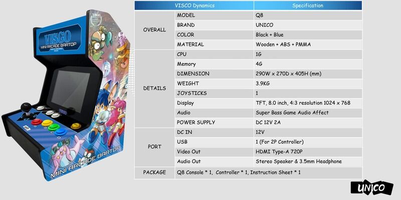 (全新) VISCO Mini Arcade Bartop 迷你街機 HDMI 遊戲機 (日版) - 支援雙打 收錄 飛鳥&飛鳥 ...