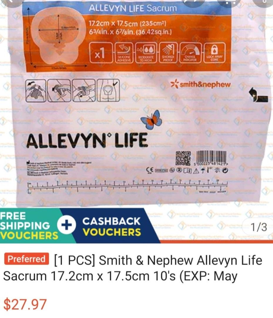 Allevyn Life Sacrum 100% Authentic Plater ($/piece), Health & Nutrition, Medical Supplies ...