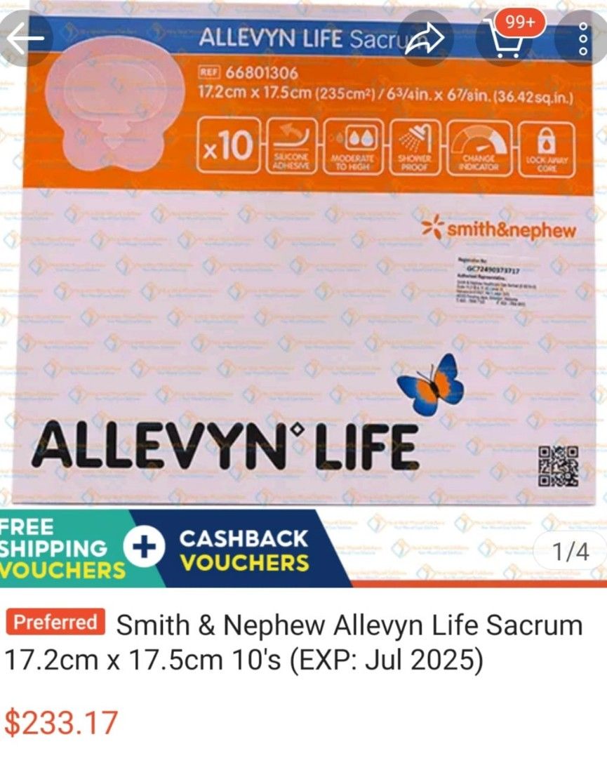 Allevyn Life Sacrum 100% Authentic Plater ($/piece), Health & Nutrition, Medical Supplies ...