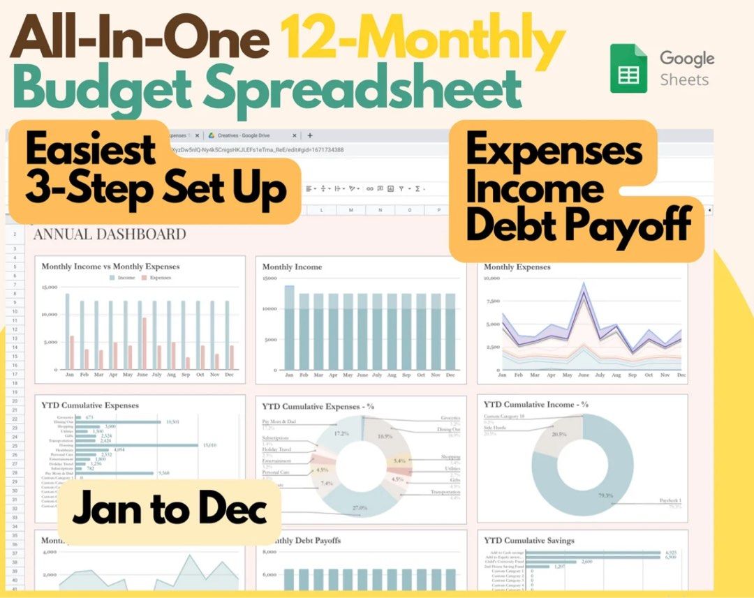 All-in-one 12-monthly Budget Spreadsheet, Hobbies & Toys, Books ...