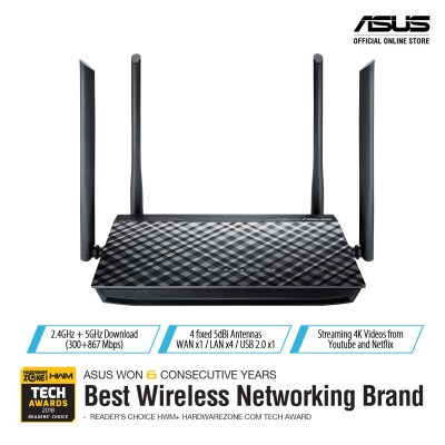 Asus RT-AC1200G+ AC1200 Dual Band Gigabit WiFi Router 802.11 ac (with ...