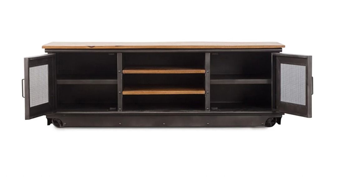 Brand New Industrial Style TV Console with Wheels (5-year warranty not ...