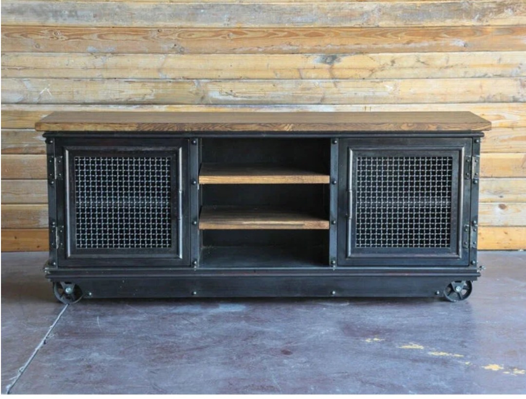 Brand New Industrial Style TV Console with Wheels (5-year warranty not ...