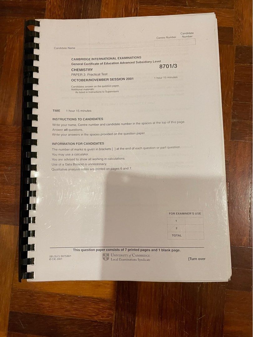 Chemistry Cambridge A-level Past year Paper 3, Hobbies & Toys, Books ...