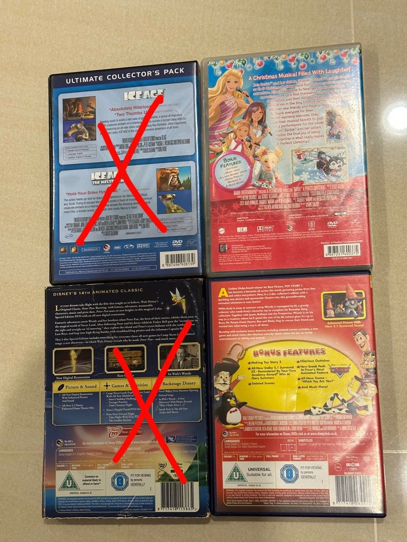Children cartoon DVD - Ice Age, Ice Age (The Meltdown), Toy Story 2, Peter Pan & Barbie, Hobbies ...