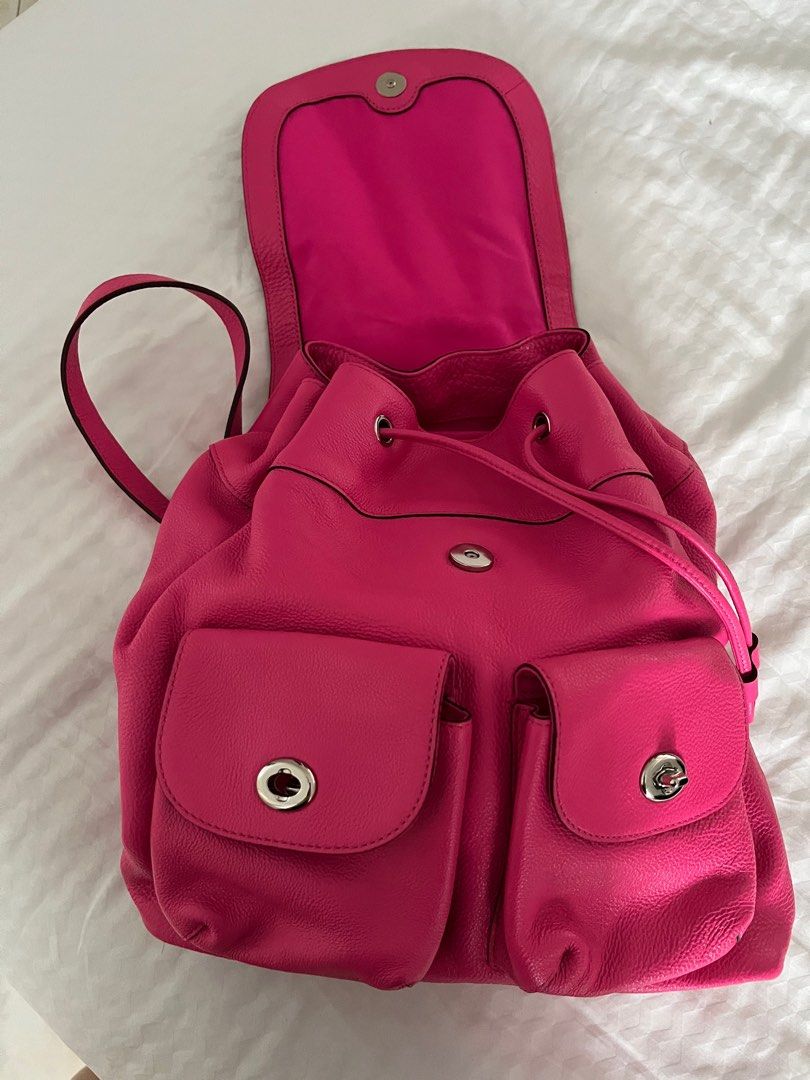 Coach Fuchsia Leather Backpack, Women's Fashion, Bags & Wallets ...