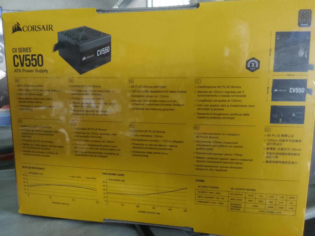 Corsair CV Series, CV550, 550 Watt, 80+ Bronze Certified, Fixed Cable ...