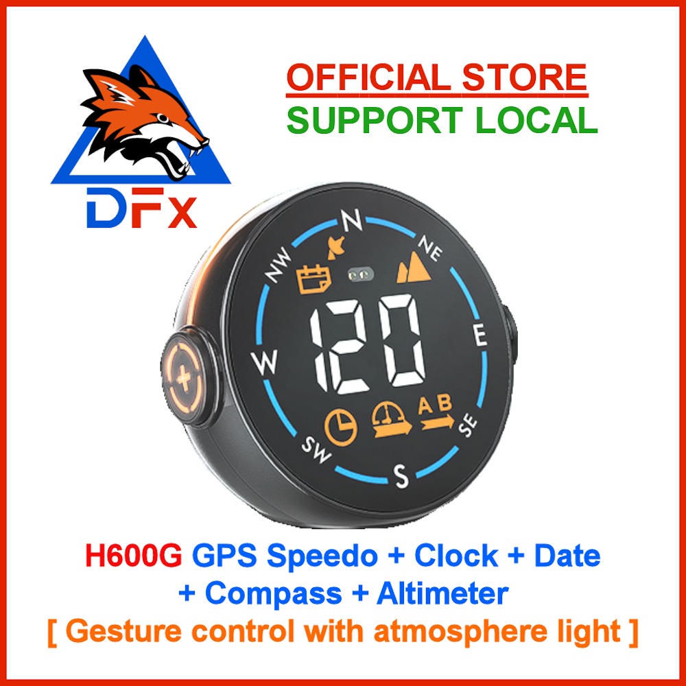DFx H600G GPS Speedometer HUD Gauge + Clock + Date + Compass + Altimeter + Atmosphere Light ...