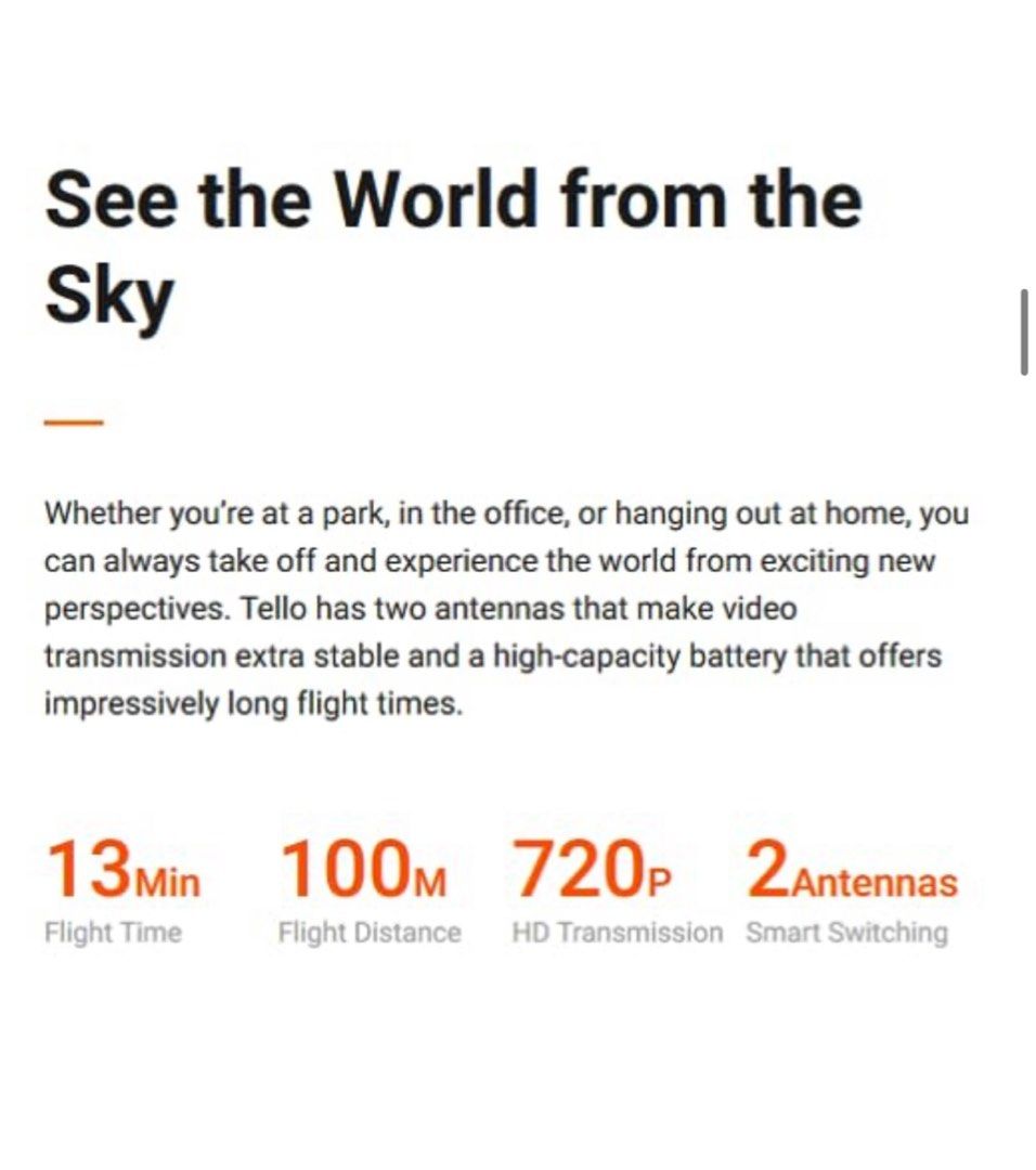 DJI Tello drone (White), Photography, Drones on Carousell